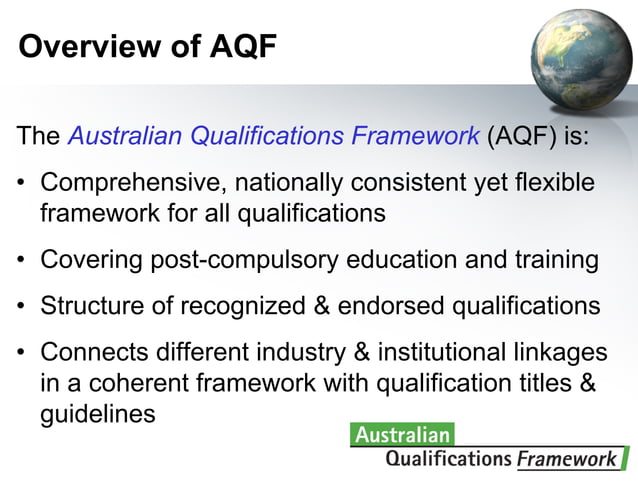 Learning from Australian Qualifications Framework | PPT