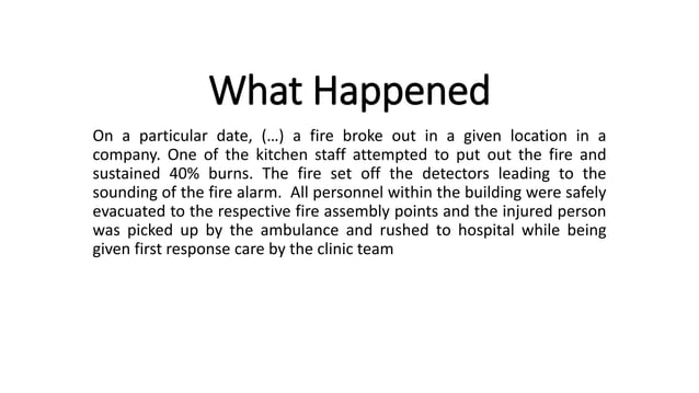 Learning from Incidents_example for industry.pptx | First Aid | Injuries
