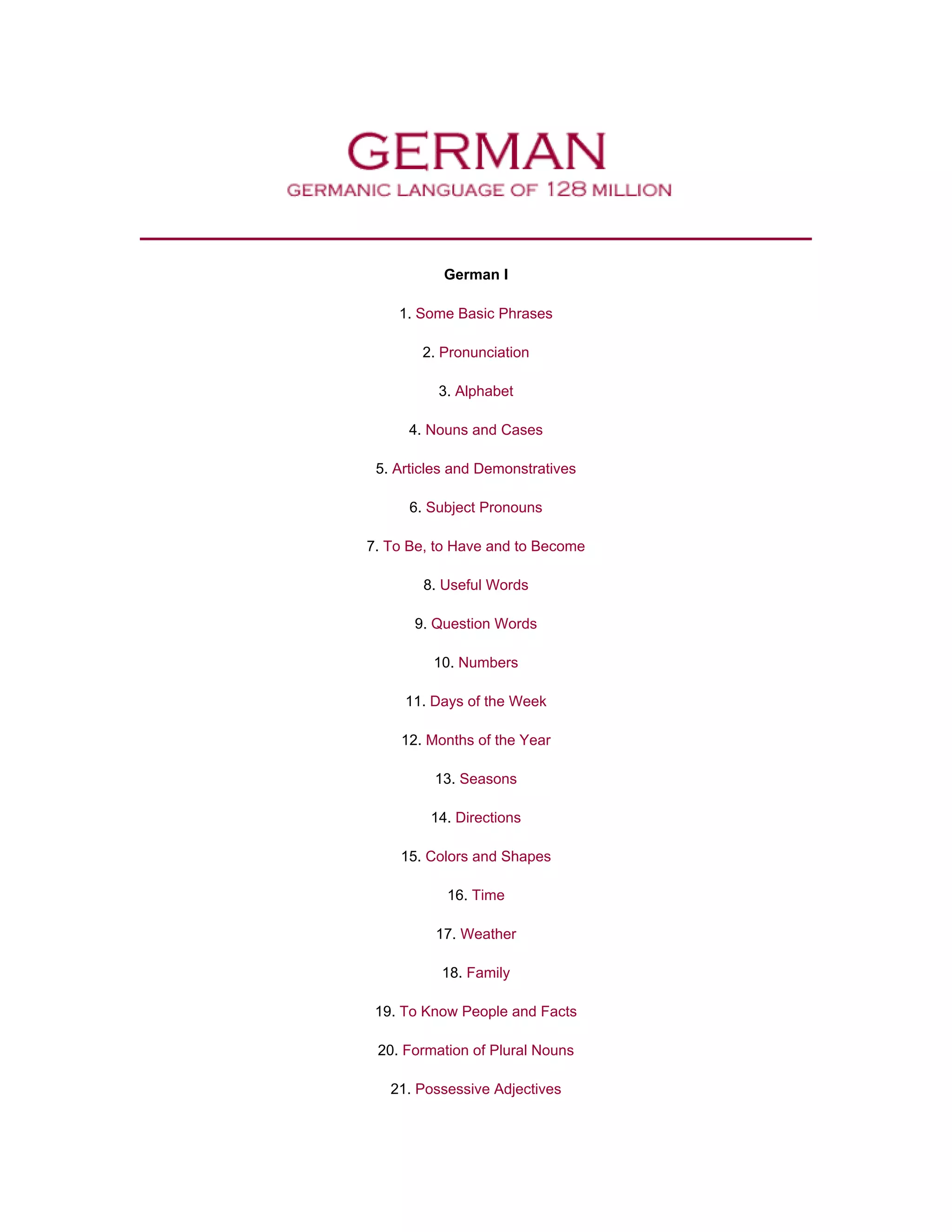 Learning german grammar & Vocabulary | PDF