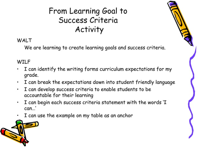 Learning+goals+and+success+criteria | PPT | Educational Assessment ...