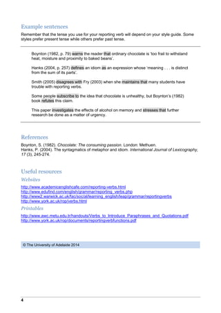Learningguide verbsforreporting | PDF