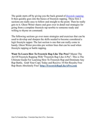 Learning How To Freestyle Rap “Freestyle Rap Like A Pro” Overview | PDF ...