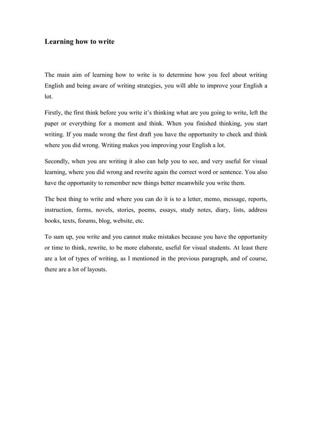 Learning how to write | PDF