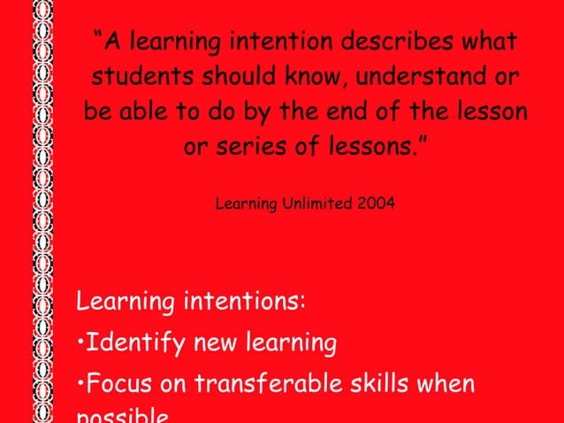 Learning Intentions Tk | PPT | Educational Assessment | Education