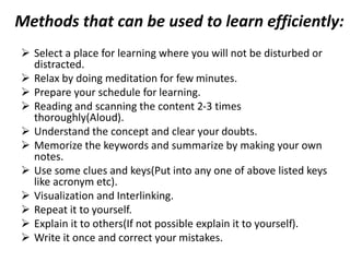 Learning keys and methods | PPTX