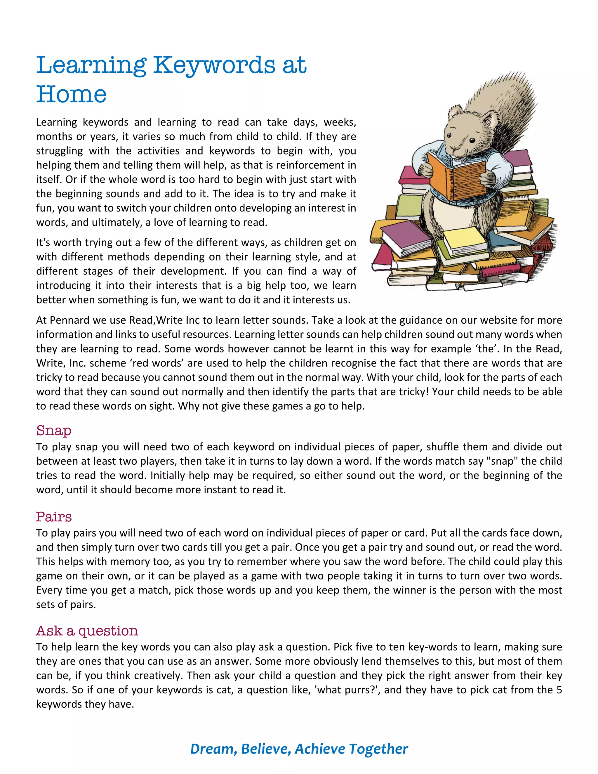 Learning key words | PDF