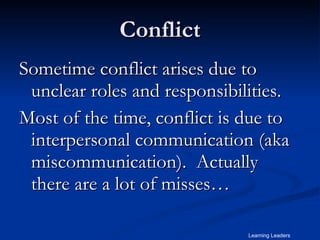 Learning Leaders - Conflict and Leadership | PPT