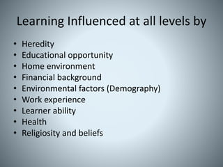 Learning & learner characteristics | PPTX