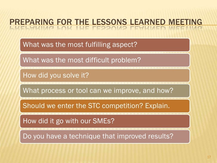 Learning Lessons from a Completed Communications Project