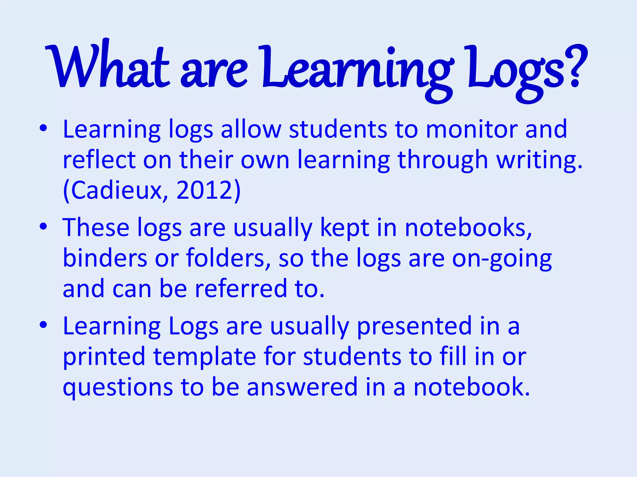 Learning logs | PPTX
