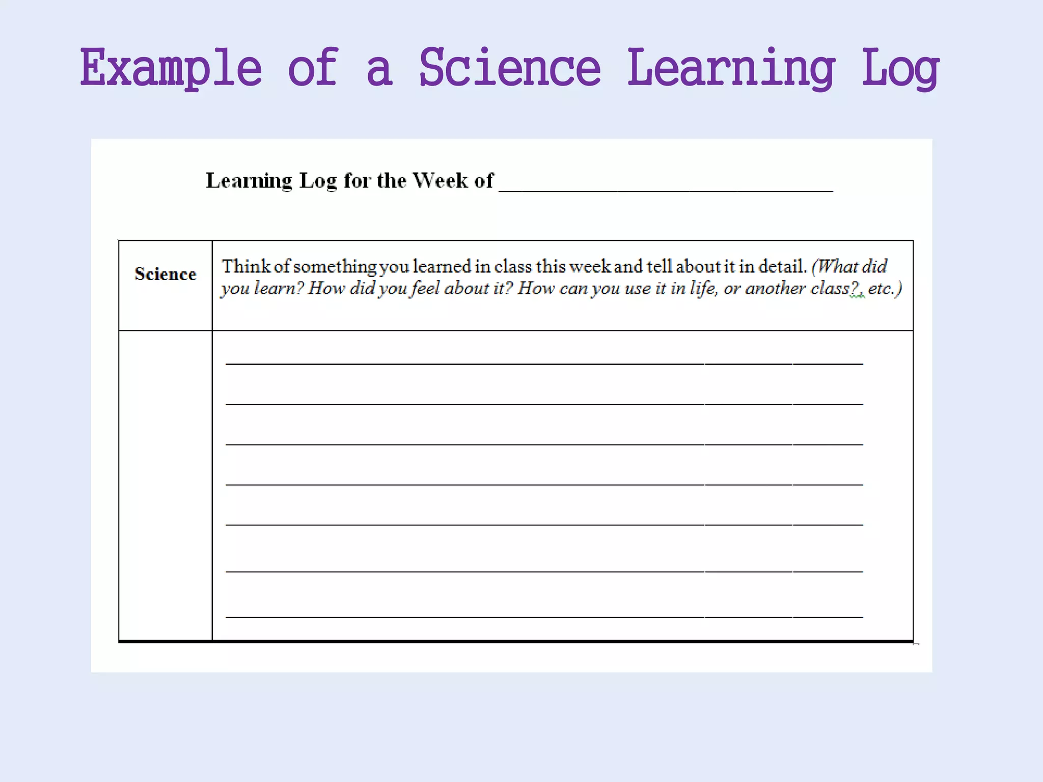 Learning logs | PPTX