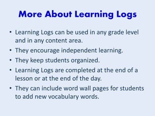Learning logs | PPTX