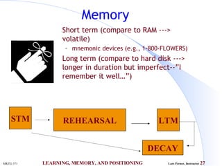 Consumer Knowledge ,Learning, memory, and positioning | PPT