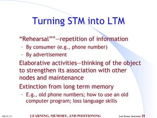 Consumer Knowledge ,Learning, memory, and positioning | PPT