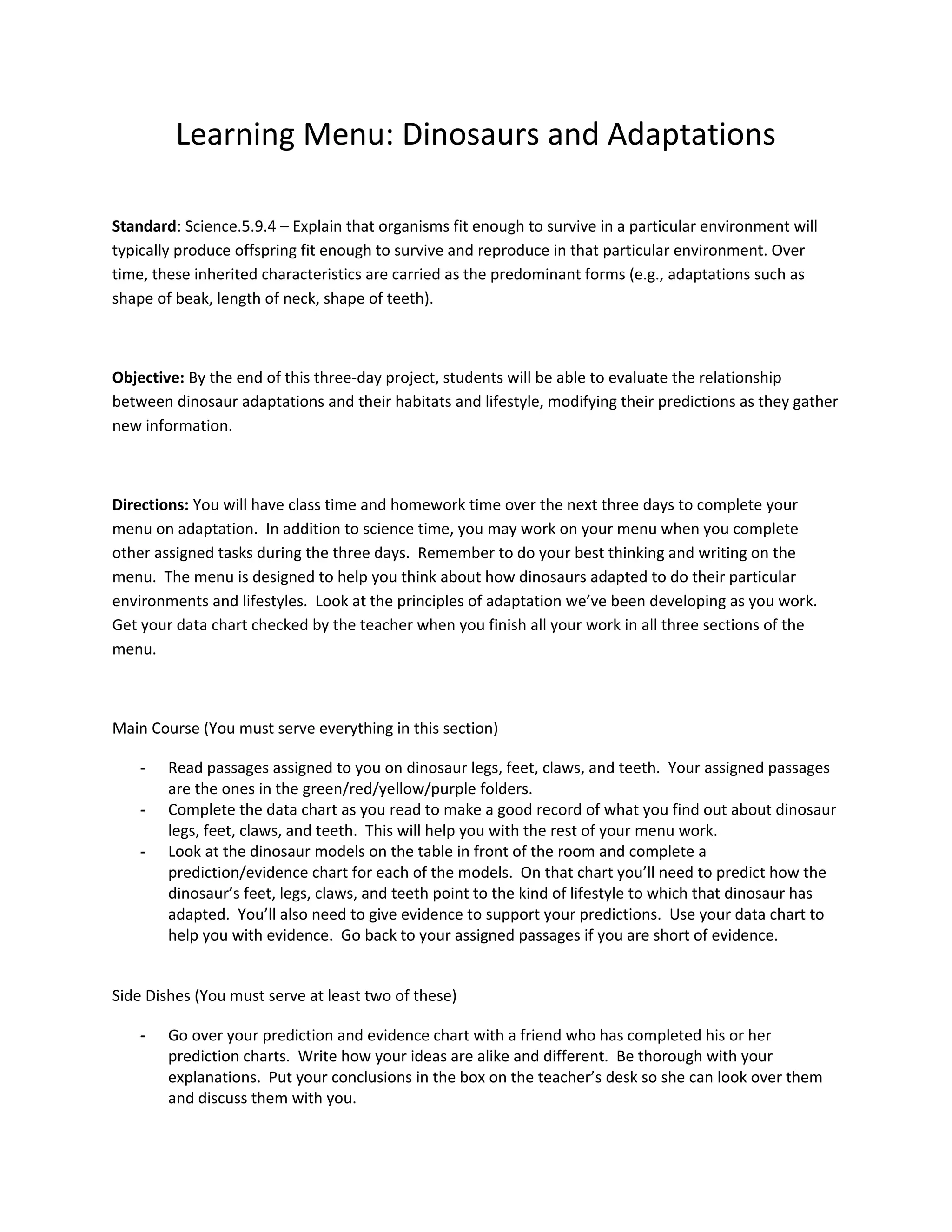 Learning Menu Strategy | DOC