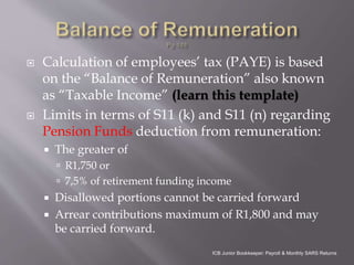ICB PAYROLL & MONTHLY SARS RETURNS Learning module 6 | PPTX