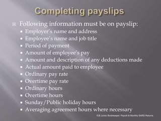 ICB PAYROLL & MONTHLY SARS RETURNS Learning module 6 | PPTX