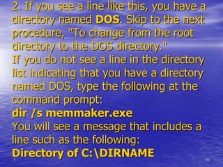 LEARNING MS DOS BASIC | PPSX | Operating Systems | Computer Software and Applications