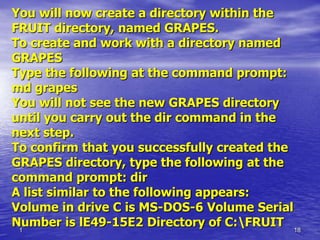 LEARNING MS DOS BASIC | PPSX | Operating Systems | Computer Software and Applications