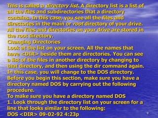 LEARNING MS DOS BASIC | PPSX | Operating Systems | Computer Software ...