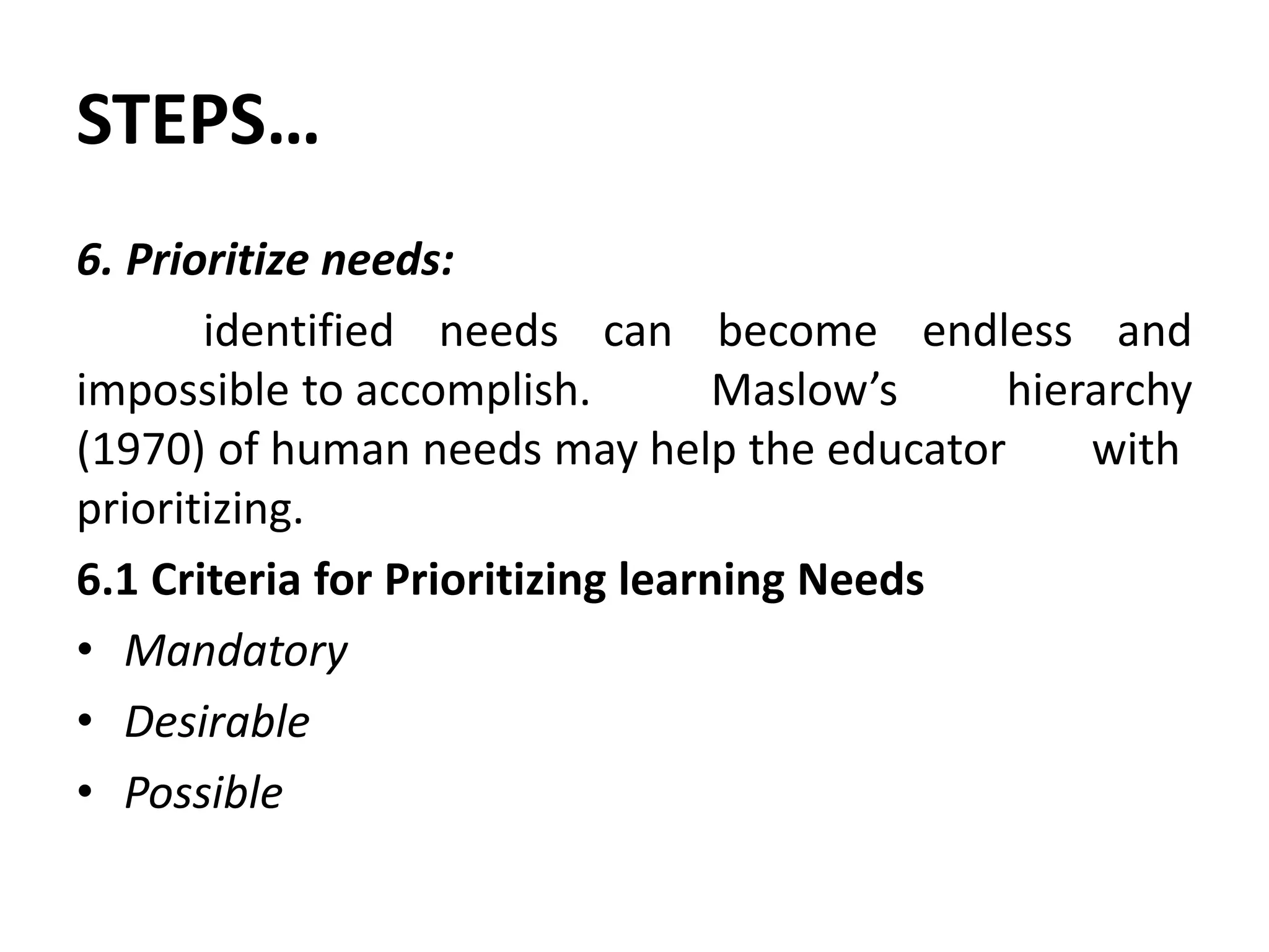 Learning Need Analysis for Nursing Education | PPTX