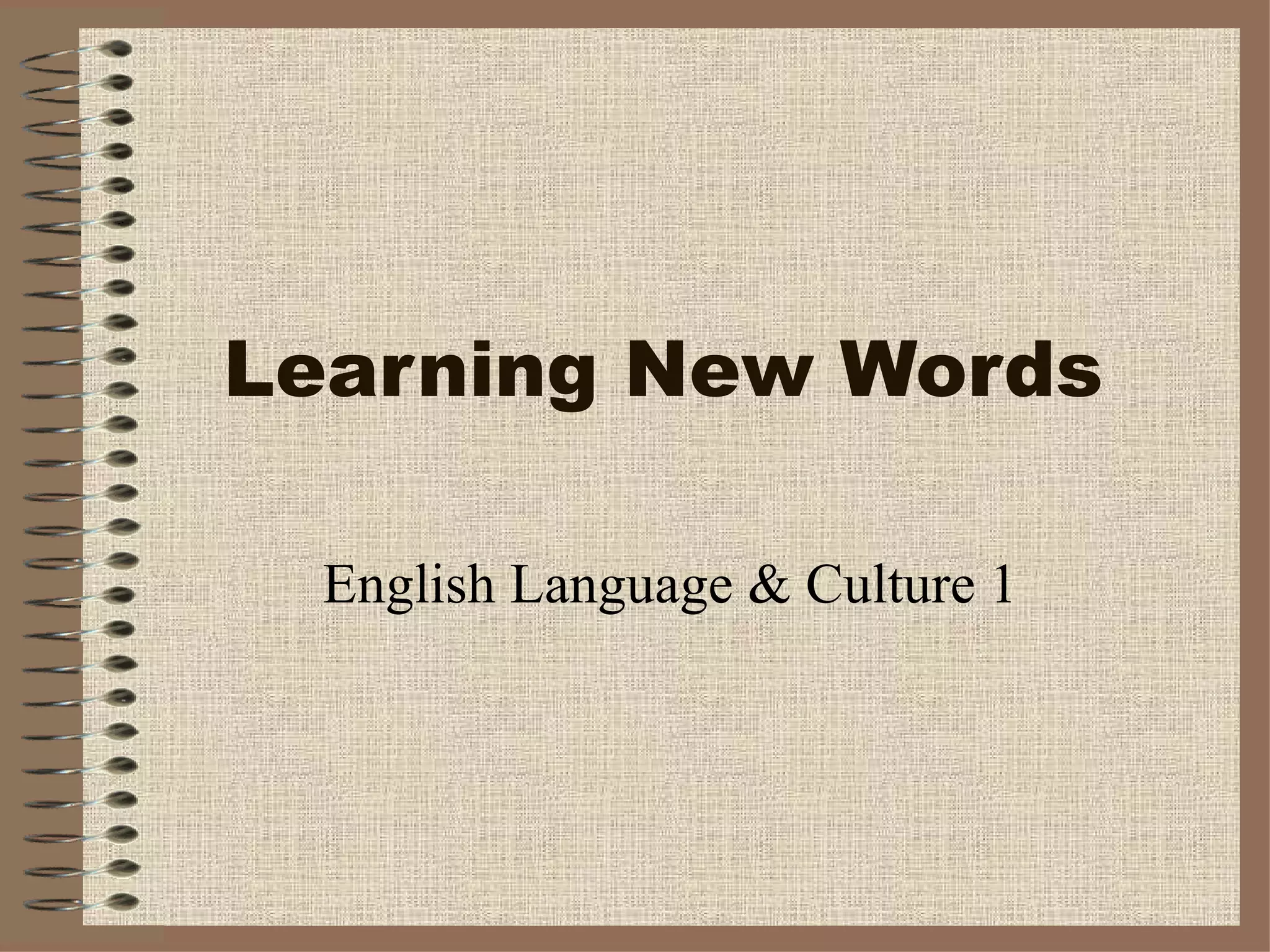 Learning New Words | PPT