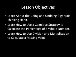 Algebraic Thinking Habits: Lesson 1 | PPT