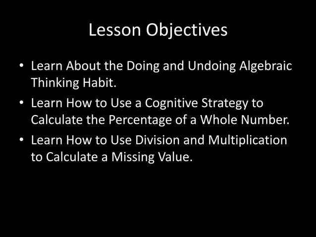 Algebraic Thinking Habits: Lesson 1 | PPT