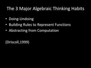 Algebraic Thinking Habits: Lesson 1 | PPT