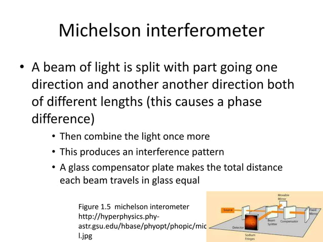 interference in lights - Michelson interferometer | PPT