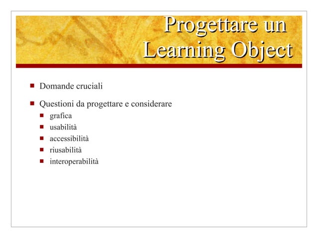 Progettazione di Learning Object | PPT
