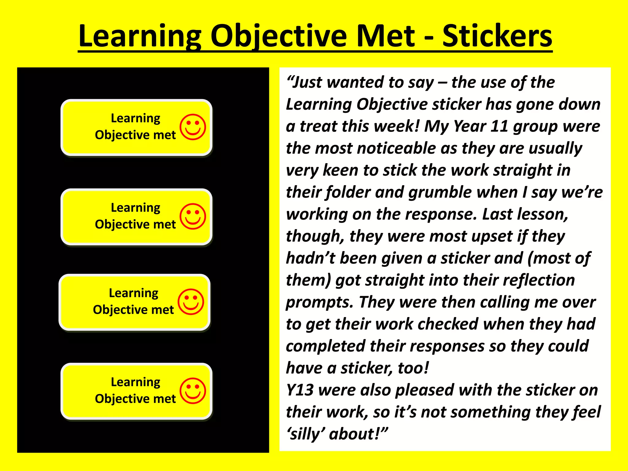 Learning objective achieved sticker | PPTX