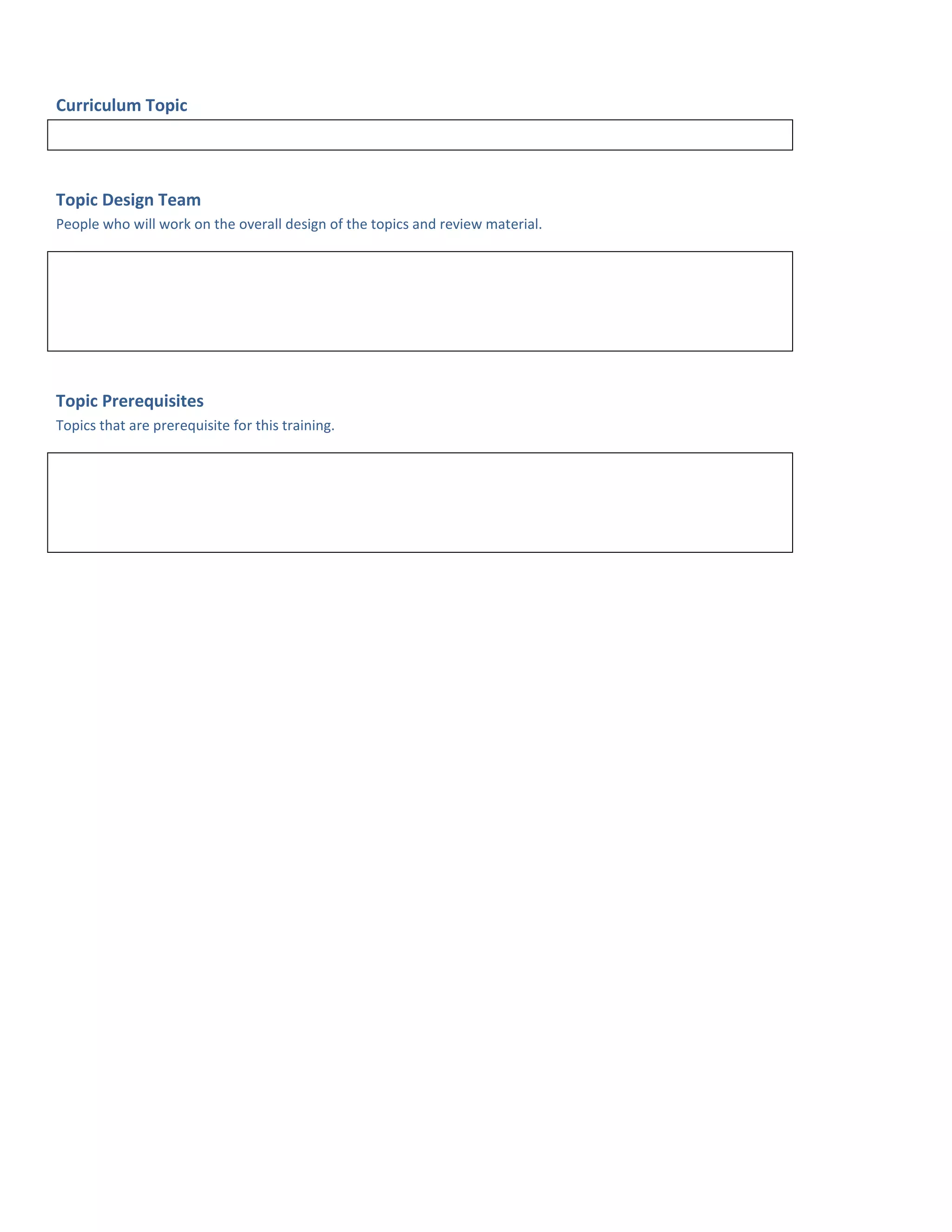 Learning Objectives and Topics Outline form | DOCX