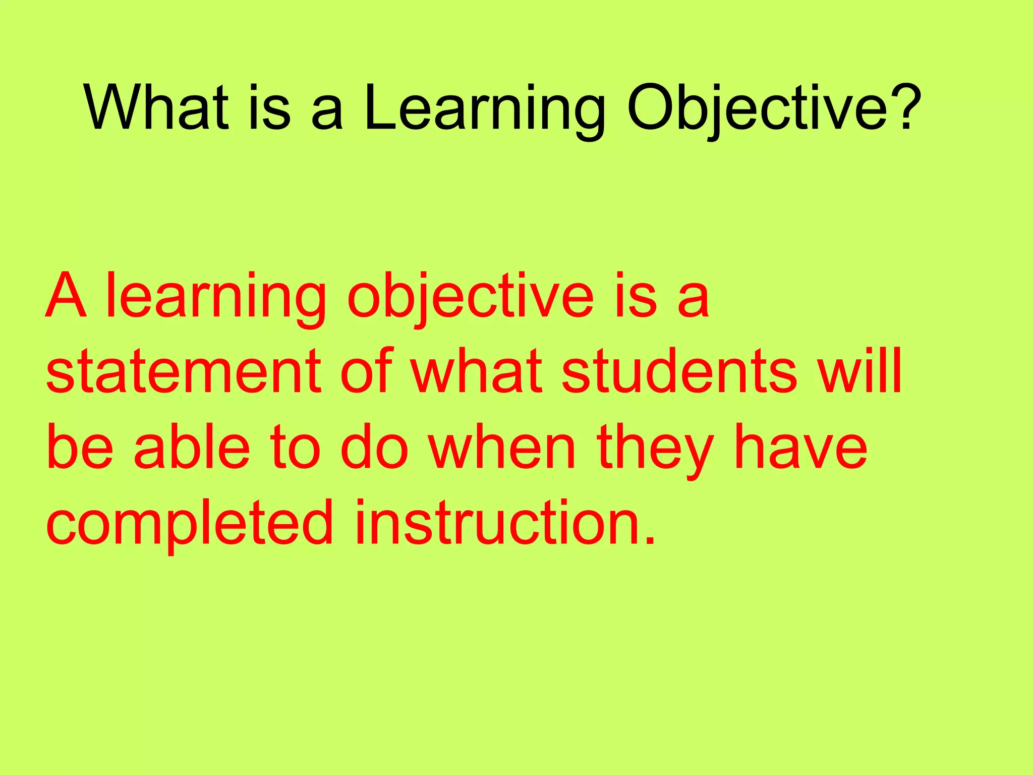 Learning Objectives | PPT