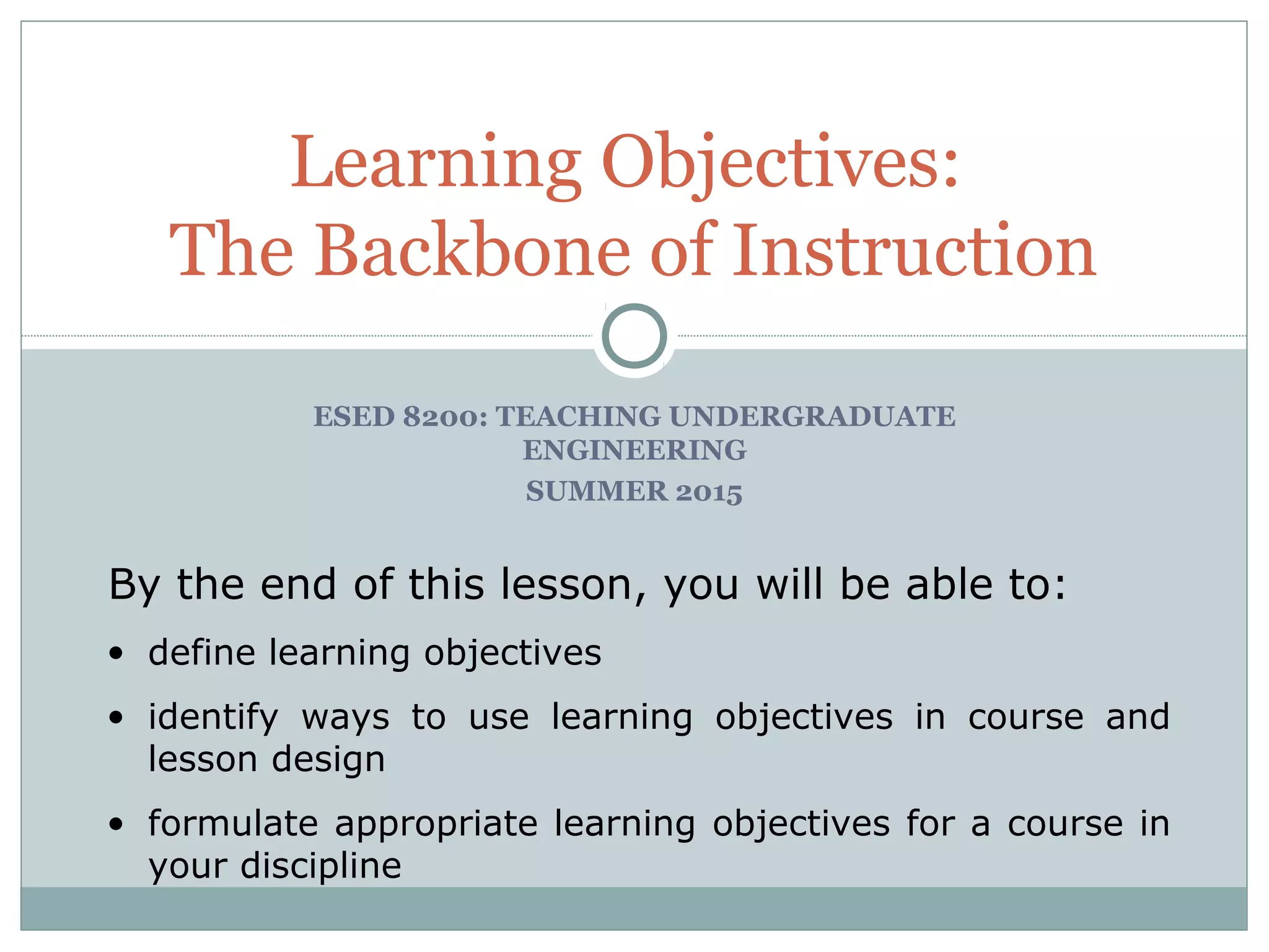 Learning Objectives | PPT