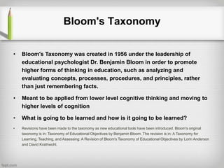 Learning Objectives and Bloom's Taxonomy | PPT
