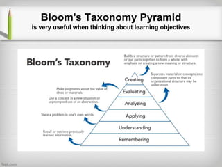 Learning Objectives and Bloom's Taxonomy | PPTX