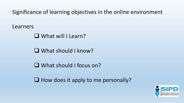 Set Clear Learning Objectives | PPT