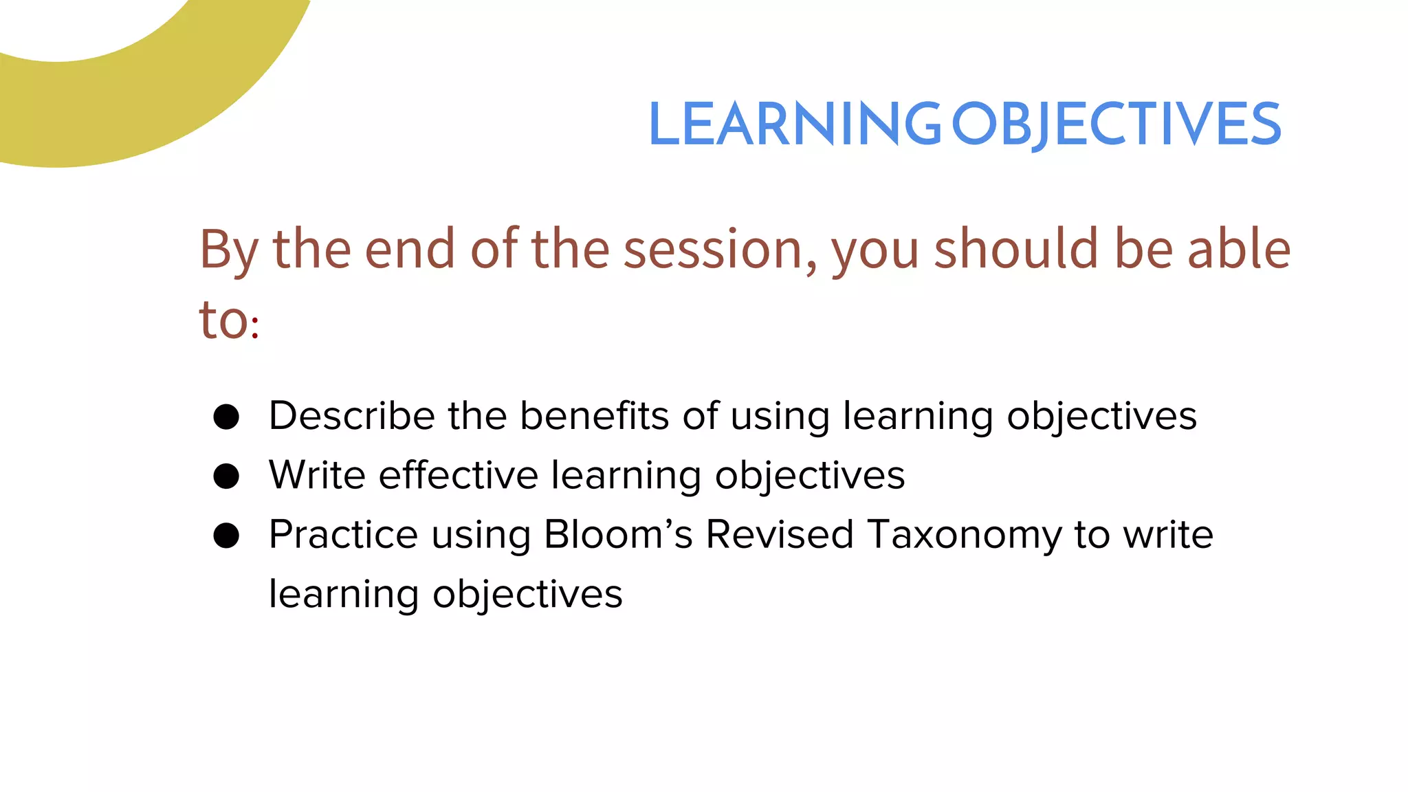 Learning objectives to foster student learning | PPT