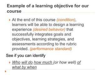 Learning objectives and goals | PPTX