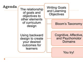 Learning objectives and goals class session 3, 2017 | PPT