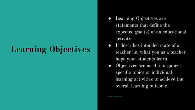 Learning objectives and learning outcomes | PPTX