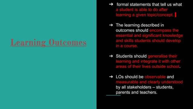 Learning objectives and learning outcomes | PPTX