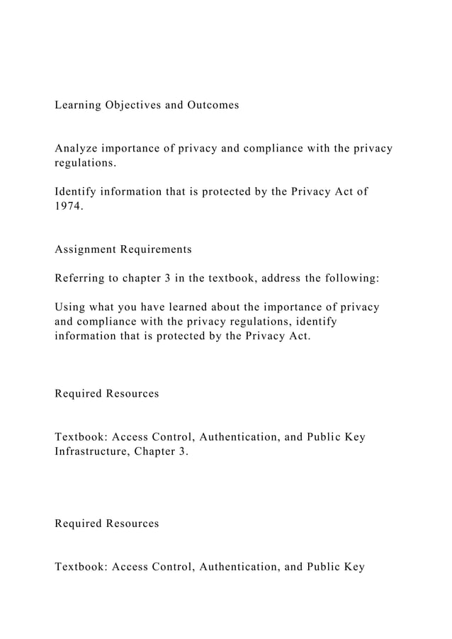 Learning Objectives and OutcomesAnalyze importance of priv.docx