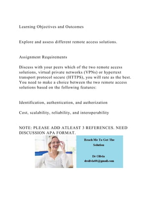 Learning Objectives and OutcomesExplore and assess different r.docx | Computer Networking ...