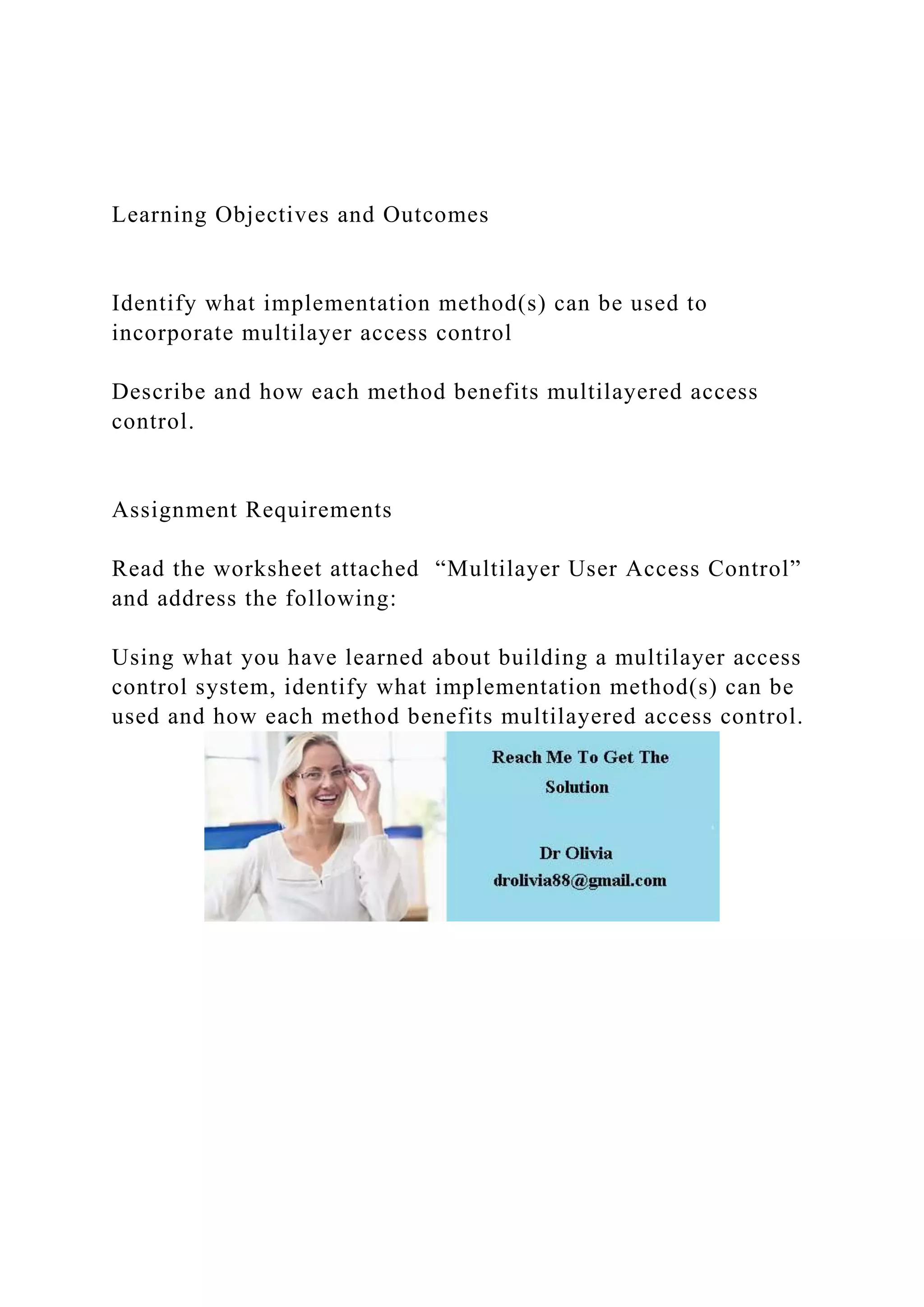 Learning Objectives and OutcomesIdentify what implementati.docx ...