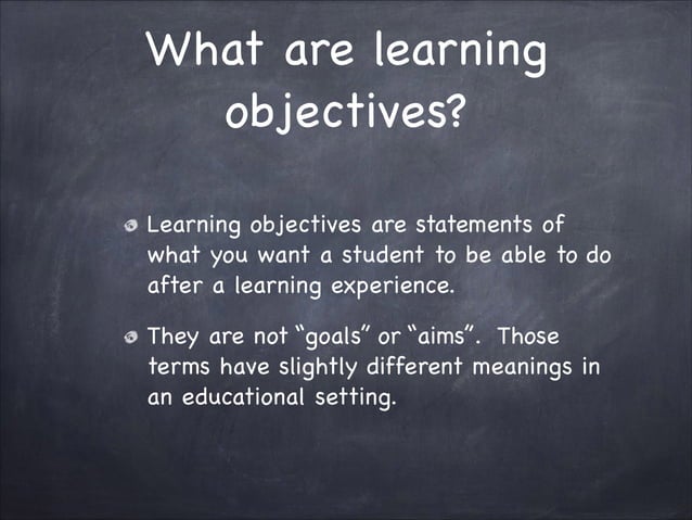 Learning objectives power point | PPT
