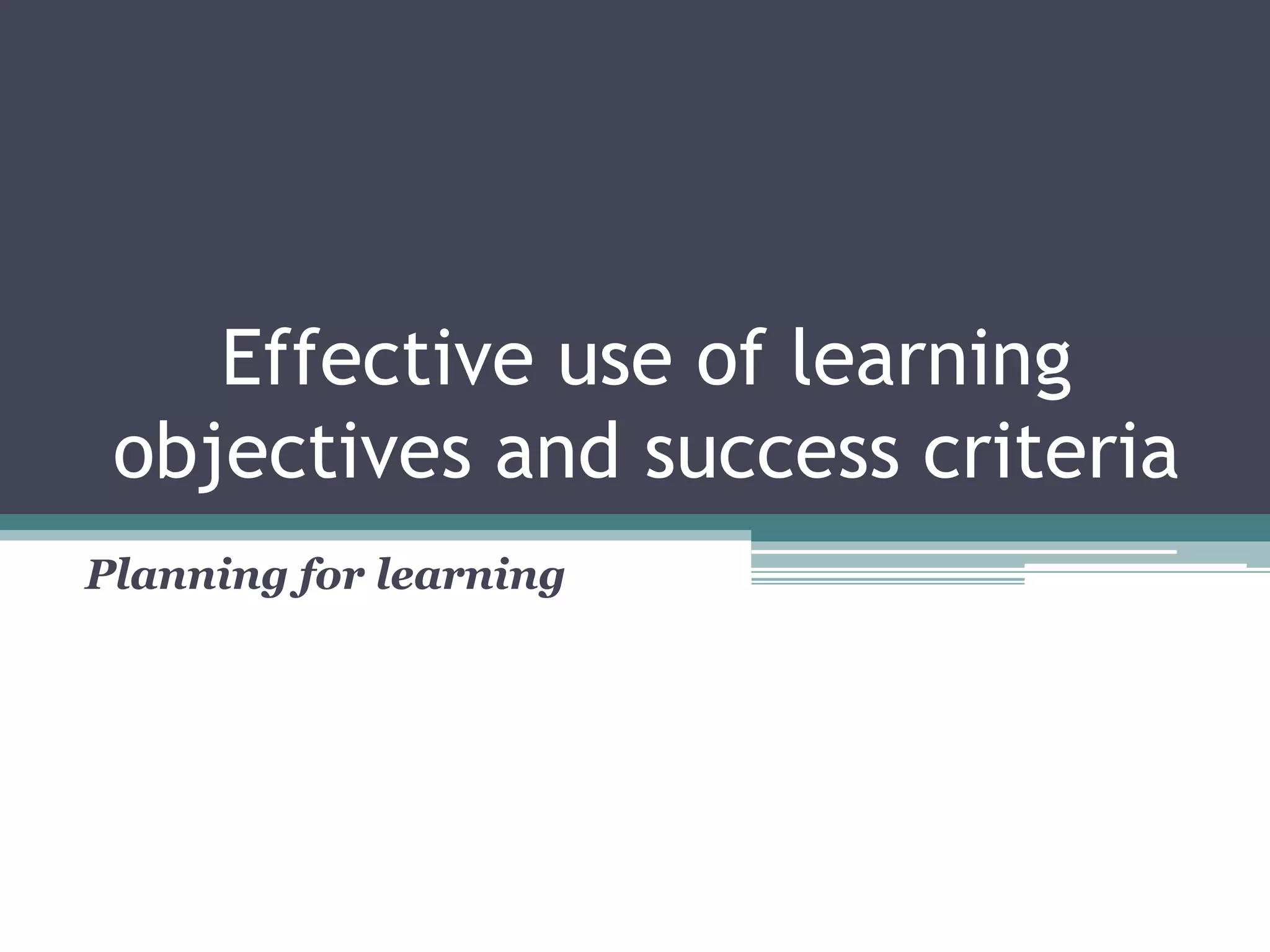 Learning objectives & success criteria inset | PPTX