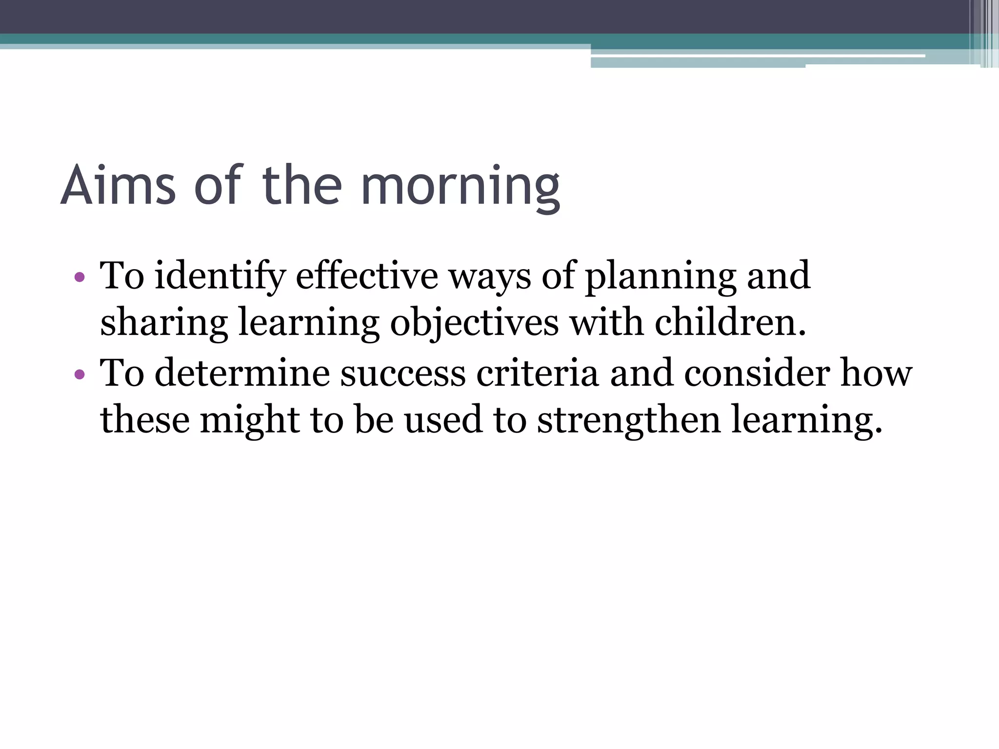 Learning objectives & success criteria inset | PPTX