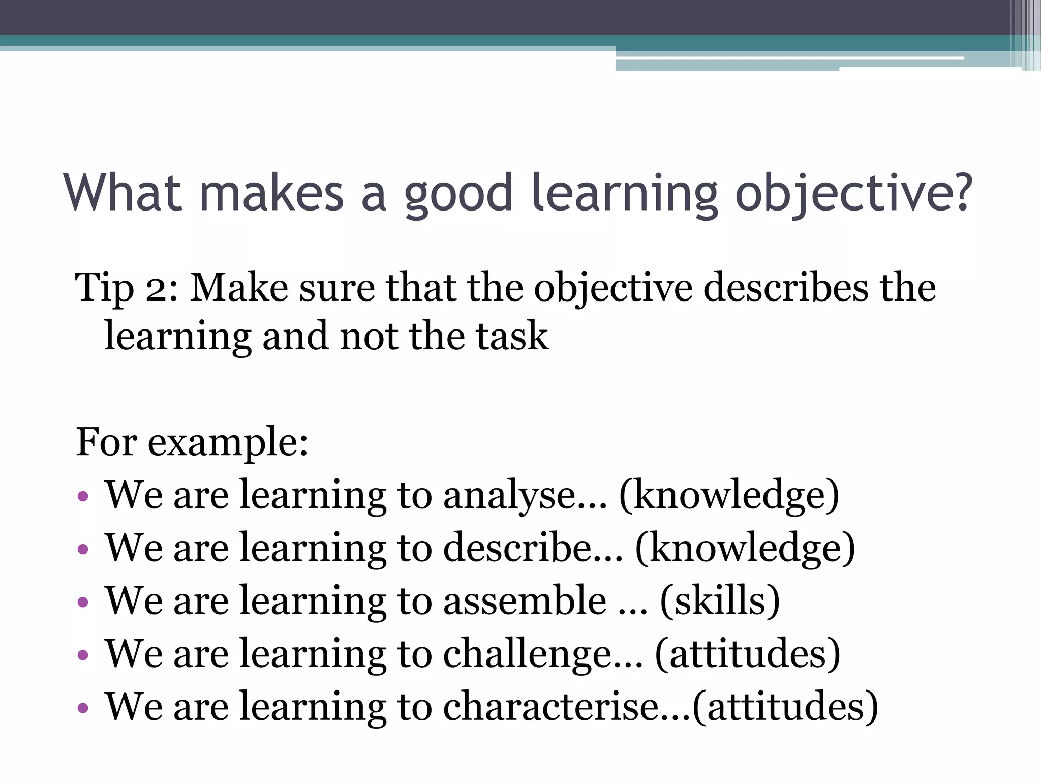 Learning objectives & success criteria inset | PPTX